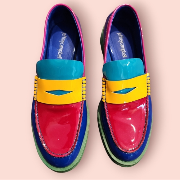 Jeffrey Campbell | Shoes | Jeffery Campbell Lenna Penny Loafer Rainbow ...